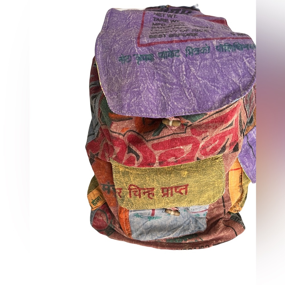 Kpc Rice Bag Backpack Made In Nepal Drawstring Closure - Gem